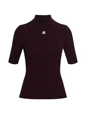 COURREGES Short-sleeved Ribbed Sweater - Red