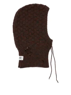 MAISON MARGIELA Knitted Distressed Balaclava - Brown