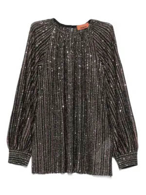 Missoni Striped Top With Sequins - Brown