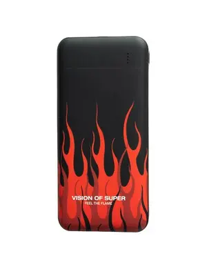 VISION OF SUPER Black Powerbank With Flames And White Logo - Red