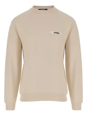 Jacquemus Gros Grain Crewneck Sweatshirt With Logo Plaque - Brown