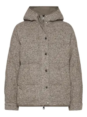 Brunello Cucinelli Chevron-pattern Down Jacket - Brown