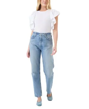 Goldie LeWinter Signature Slub Waterfall Ruffle Shell Top - White