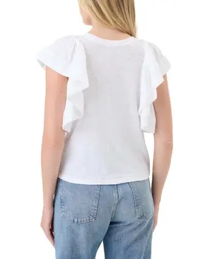 Goldie LeWinter Signature Slub Waterfall Ruffle Shell Top - White