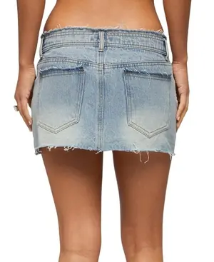 EDIKTED Emree Distressed Denim Mini Skirt