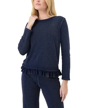 Goldie LeWinter Denim Wash Ruffle Sweatshirt - Navy