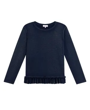 Goldie LeWinter Denim Wash Ruffle Sweatshirt