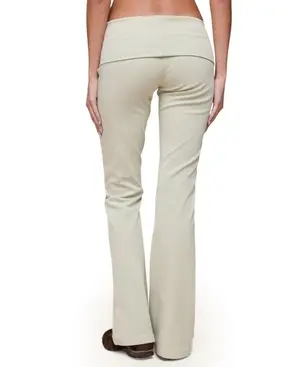 EDIKTED Ivanne Foldover Flared Pants - Sage