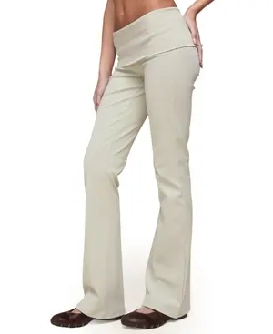 EDIKTED Ivanne Foldover Flared Pants - Sage