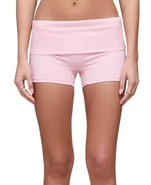EDIKTED Soraia Foldover Biker Shorts - Pink