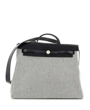 Hermès 39 Herbag Zip Criss Viking Toile And Leather - Black