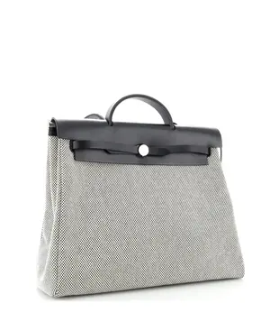 Hermès 39 Herbag Zip Criss Viking Toile And Leather - Black
