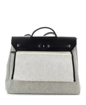Hermès 39 Herbag Zip Criss Viking Toile And Leather - Black
