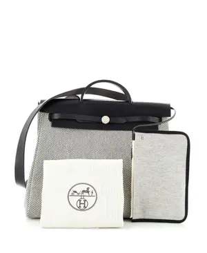Hermès 39 Herbag Zip Criss Viking Toile And Leather - Black
