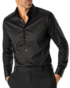 Eton Contemporary Fit Signature Twill Dress Shirt - Black