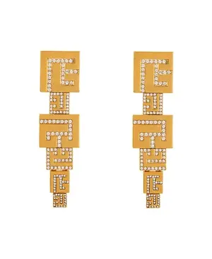 Balmain Crystal Embellished Pendant Earrings - Gold