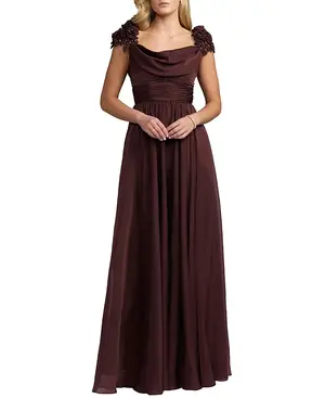 Mac Duggal Chiffon Embellished Cap Sleeve Gown - Amethyst
