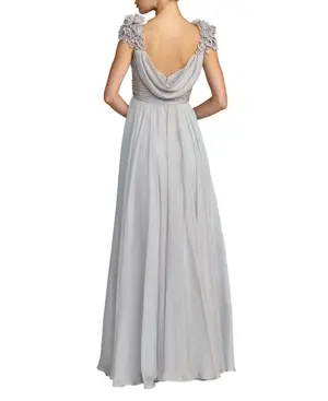 Mac Duggal Chiffon Embellished Cap Sleeve Gown