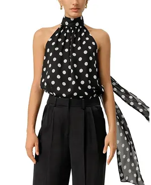 Lilysilk Convertible Silk Georgette Polka Dot Top - White Dots In Black