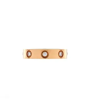 CARTIER Love Wedding Band 8 Diamonds Ring 18k Rose Gold With Diamonds - Pink