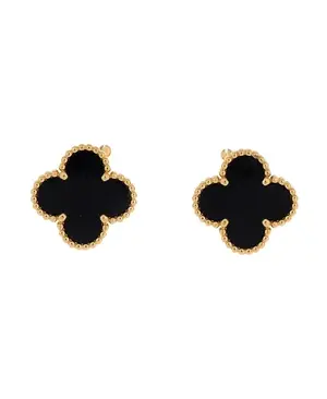 VAN CLEEF & ARPELS Vintage Alhambra Earrings 18k Gold And Onyx