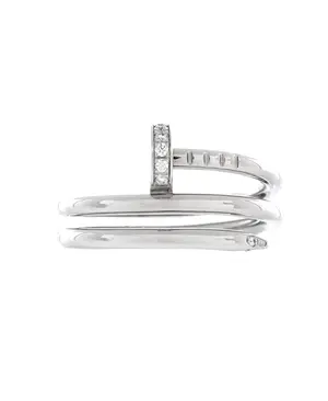 CARTIER Small Juste Un Clou Double Ring 18k Gold And Diamonds - White