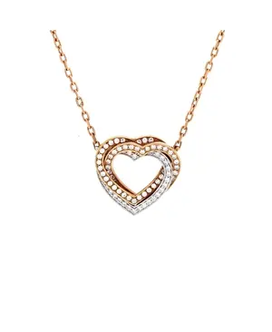 CARTIER Trinity De Heart Pendant Necklace 18k Tricolor With Pave Diamonds, 16 - Gold