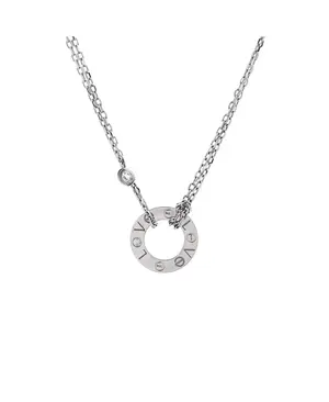 CARTIER 2 Diamonds Love Pendant Necklace 18k Gold With Diamonds, 16 - White
