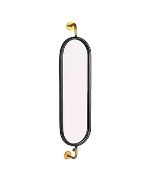 OLIVE GROVE Oval Metal Framed Wall Mirror With Brackets - Black