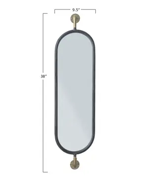 OLIVE GROVE Oval Metal Framed Wall Mirror With Brackets - Black