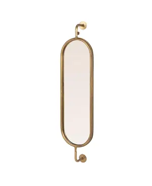 OLIVE GROVE Oval Metal Framed Wall Mirror With Brackets - Gold