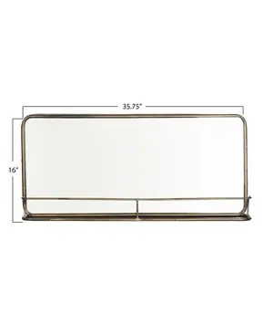 OLIVE GROVE Wide Metal Framed Wall Mirror With Shelf