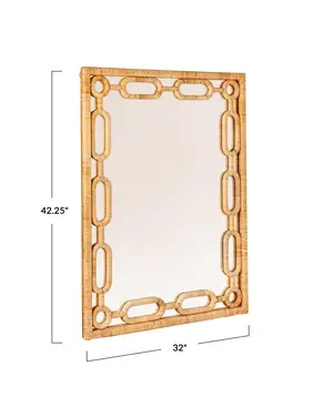 ROWENA INTERIORS Woven Rattan Chain-link Frame Mirror