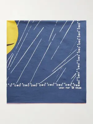 Kapital Fastcolor Printed Selvedge Cotton-voile Bandana - Blue