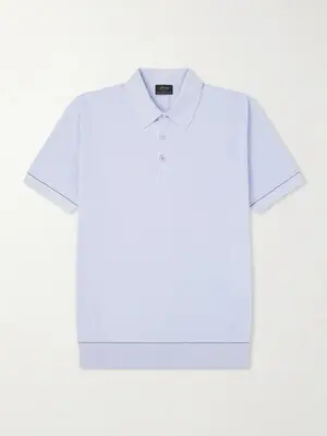 Brioni Sea Island Cotton Polo Shirt - Blue