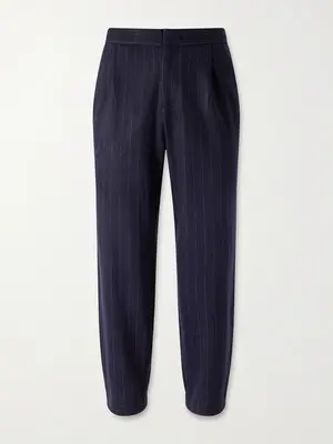 Sease Tapered Pinstriped Wool-blend Trousers - Blue