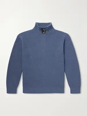 JW Anderson Ribbed Half-zip Turtleneck Sweater - Blue