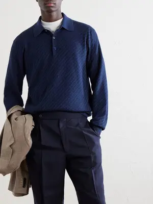 Brioni Cotton, Silk And Cashmere-blend Polo Shirt
