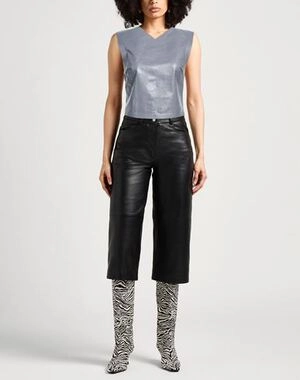 Marni Cropped Sleeveless V-neck Top In Goat Skin And Ribbed Knit