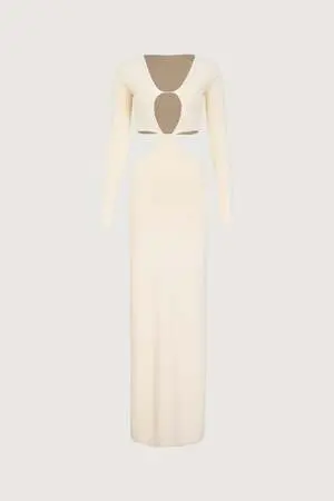 SAME Long Sleeve Cut Out Maxi Dress - Cream