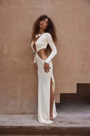 SAME Long Sleeve Cut Out Maxi Dress