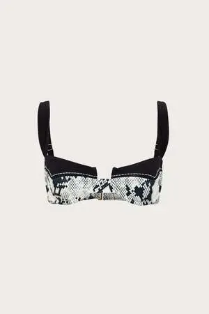 SAME LOS ANGELES Western Underwire Top - Python/faux Suede Black