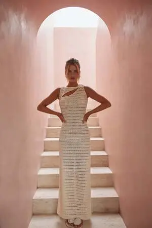 SAME Rosette Sleeveless Crochet Dress