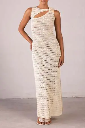 SAME Rosette Sleeveless Crochet Dress