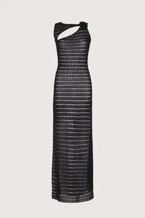 SAME Rosette Sleeveless Crochet Dress - Black
