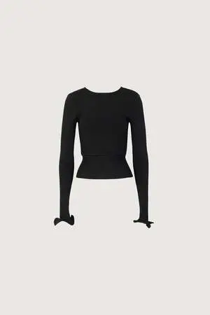SAME Ruffle Hem Sweater - Black