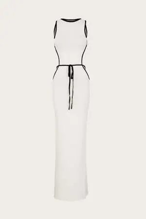 SAME Tie Maxi Dress - Cream/black