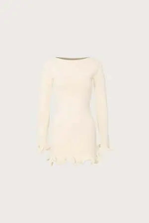 SAME Ruffle Hem Mini Dress - Cream