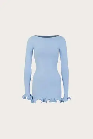 SAME Ruffle Hem Mini Dress - Light Blue