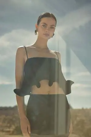 SAME Ruffle Hem Crop Top